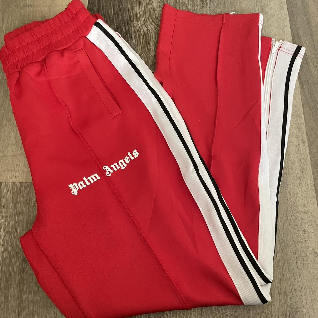 Palm angels red track pants Worn once🌚 Size small... - Depop