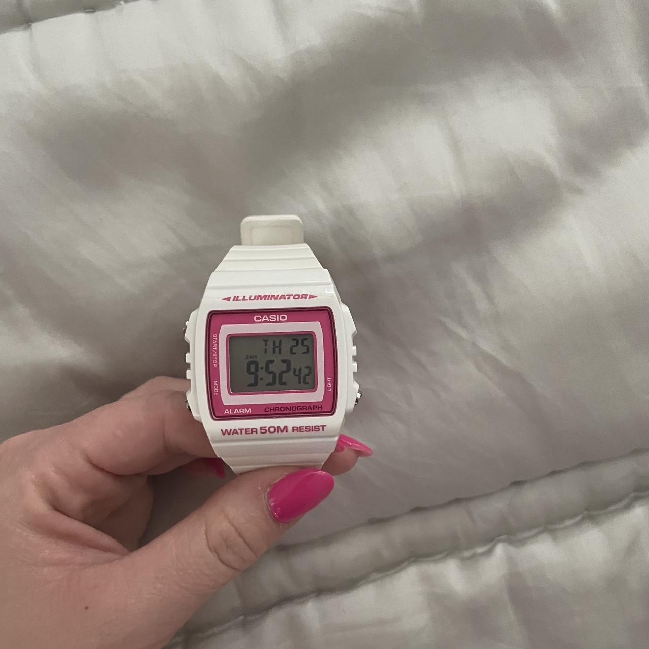 Casio watch White and pink Never worn - Depop