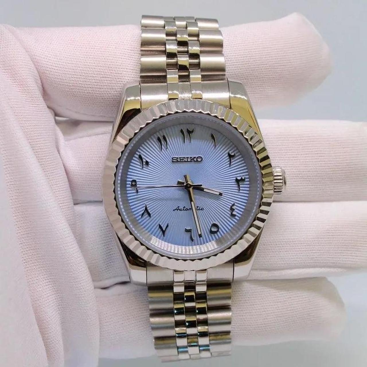 Seiko Arabic Dial Day‑Date (Baby Blue... | Depop