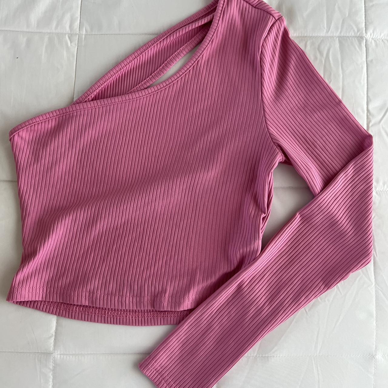 Shein pink ribbed long sleeve top. Open back detailing. - Depop