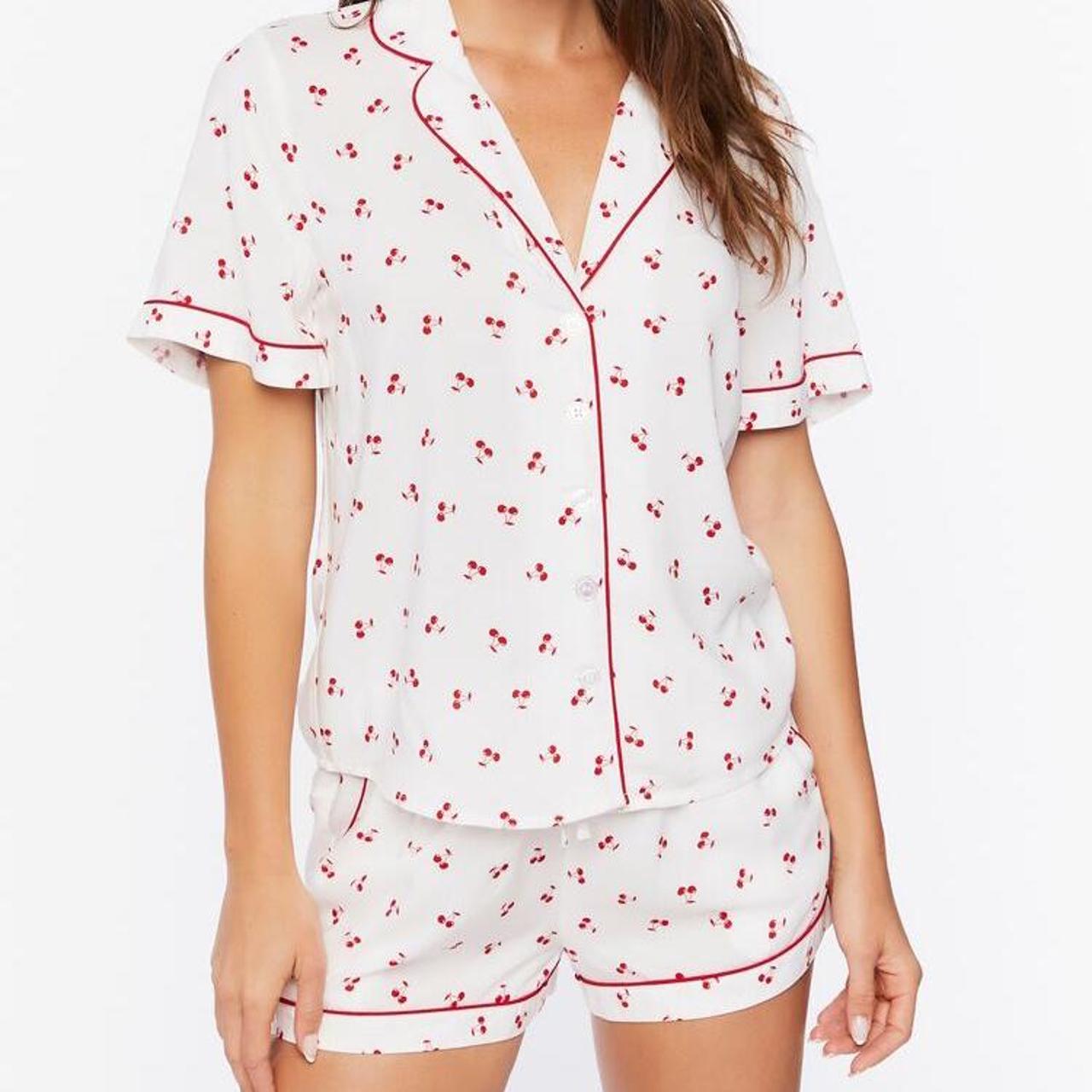 Cherry pj set 🍒 Size small, but i would say it... - Depop