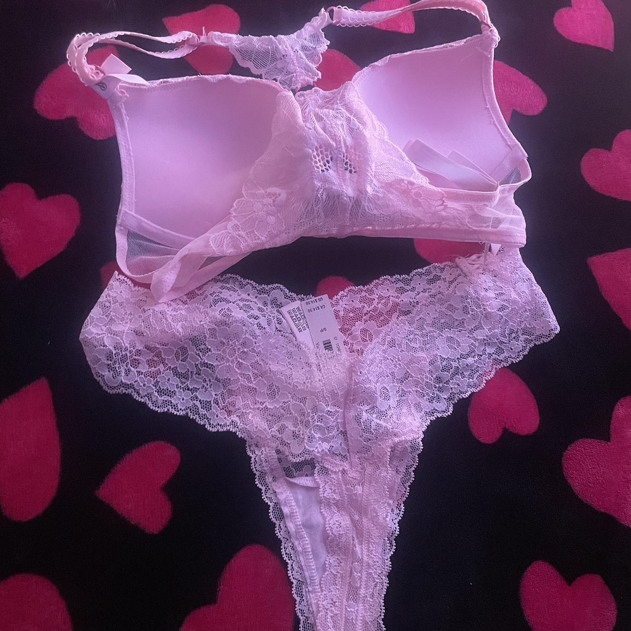 new with tags light pink lacey victoria’s secret set... | Depop