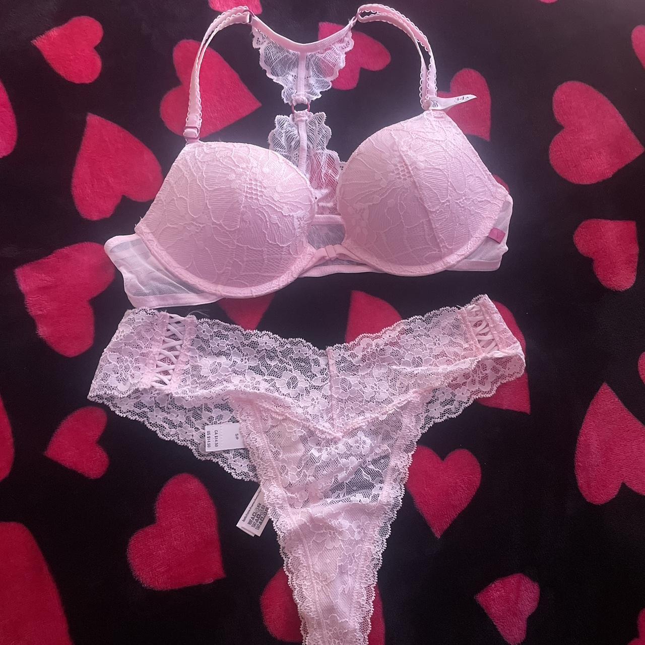 new with tags light pink lacey victoria’s secret set... | Depop