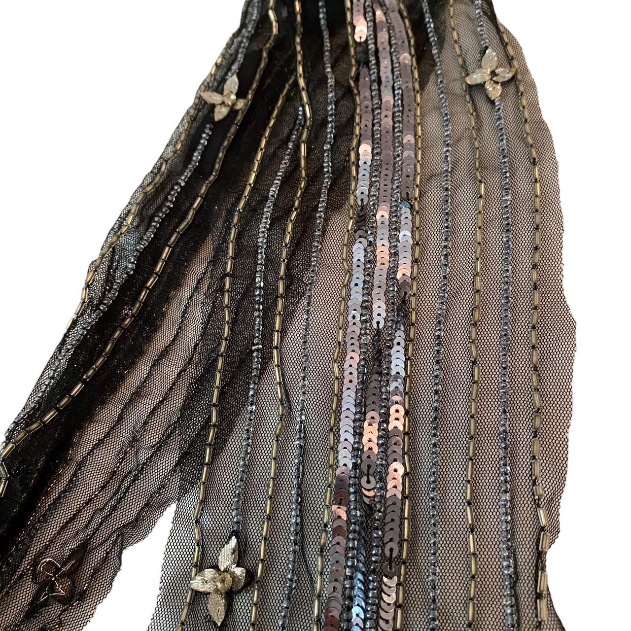 Cejon Accessories Beaded Scarf. Sheer black with... - Depop