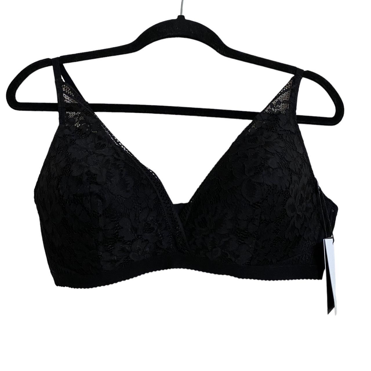 NWT Knix Black Deep V Lace Bralette Women's sz XXL.... - Depop