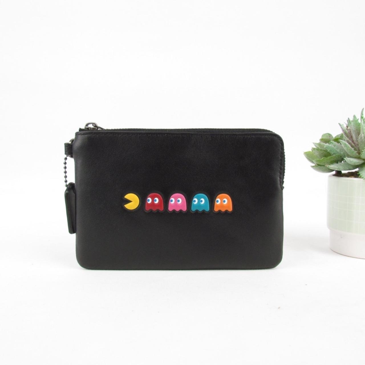 Coach Pacman Black Leather Wristlet - Depop