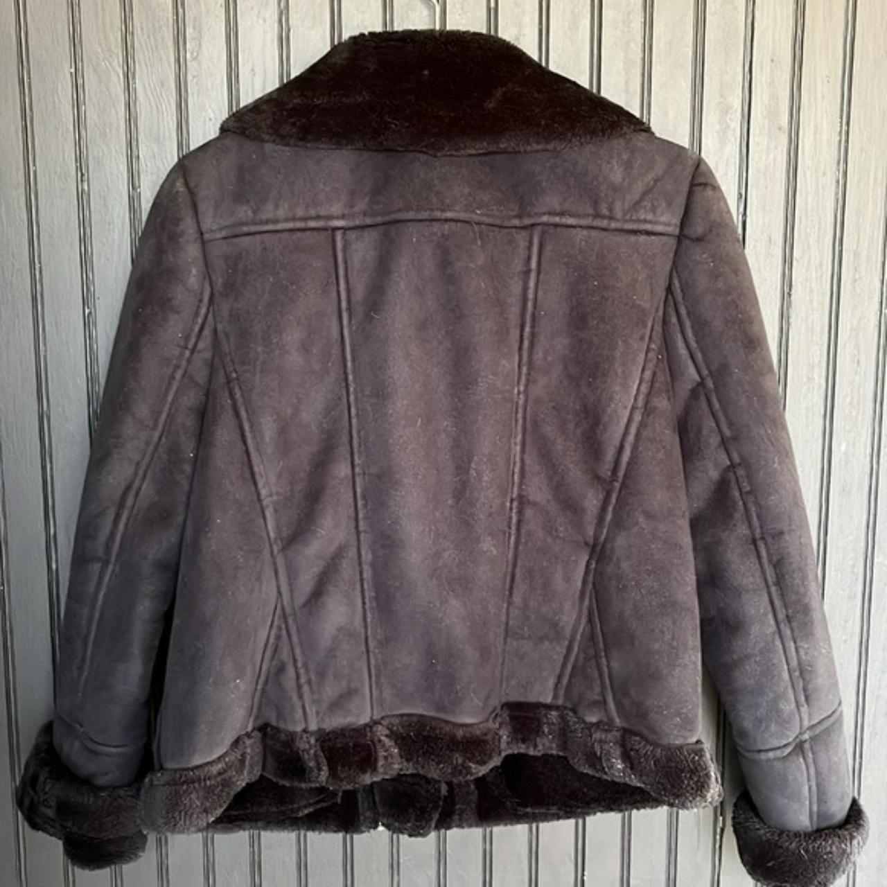 Oasis Biker Jacket Black faux suede with faux fur... - Depop