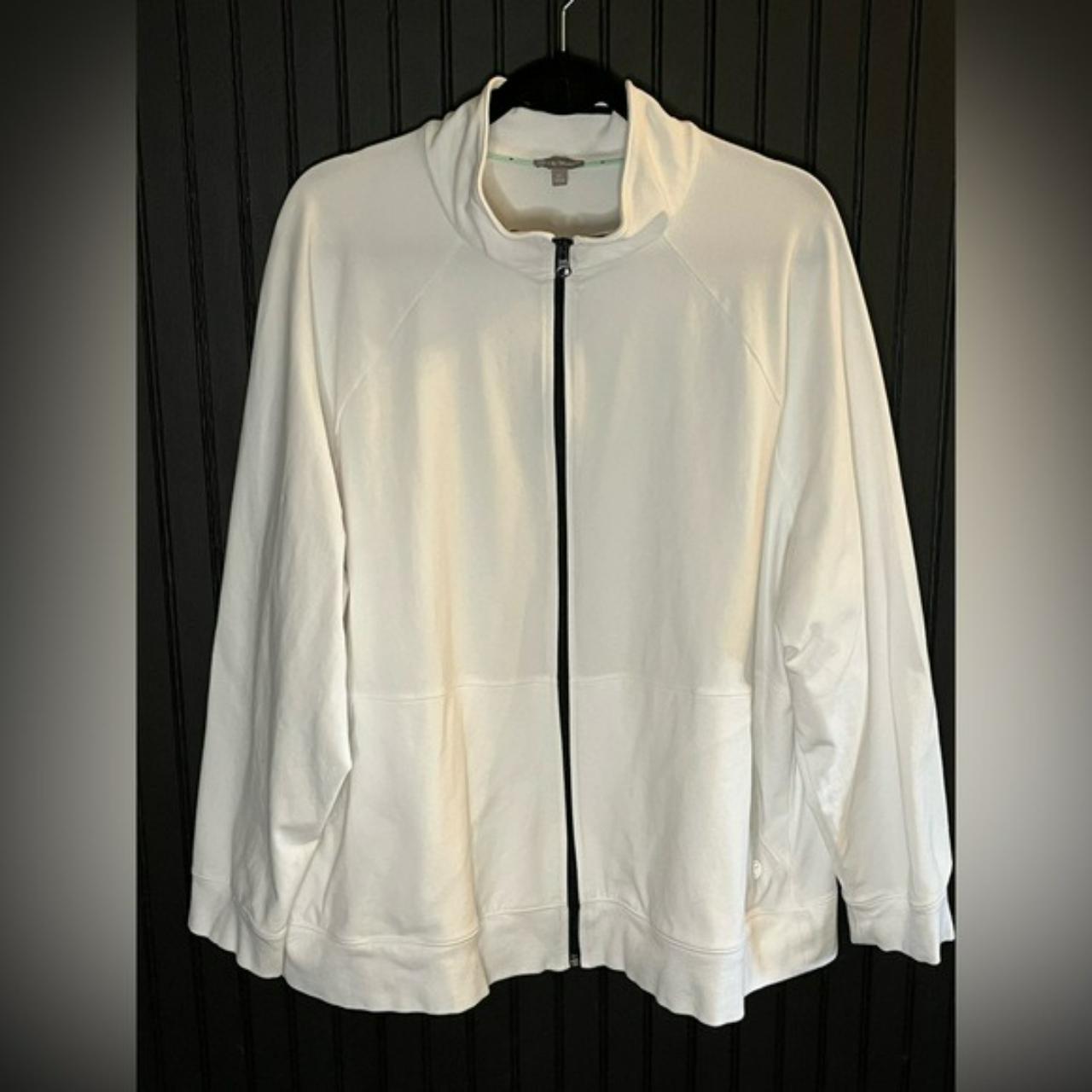 Talbots Jacket Size 3X White zip up jacket with a... - Depop