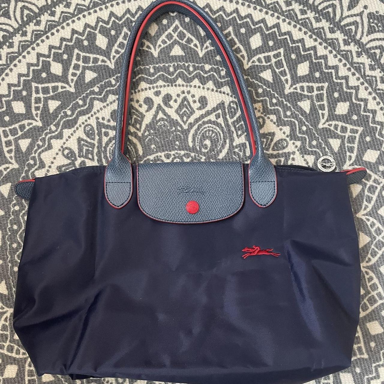 Longchamp Women's Blue and Red Bag | Depop