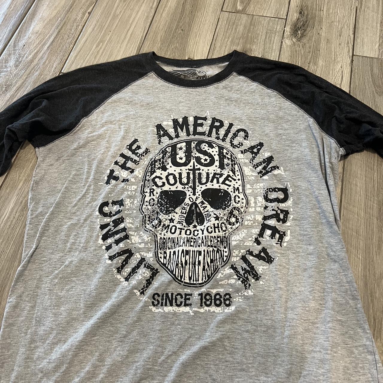 rush couture affliction style long sleeve 2xbut... - Depop