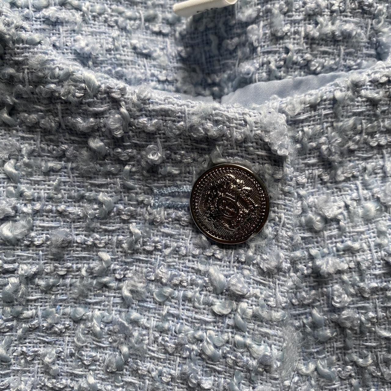Tweed Baby Blue Cropped Blazer Jacket 🌀 🌐 worn... | Depop