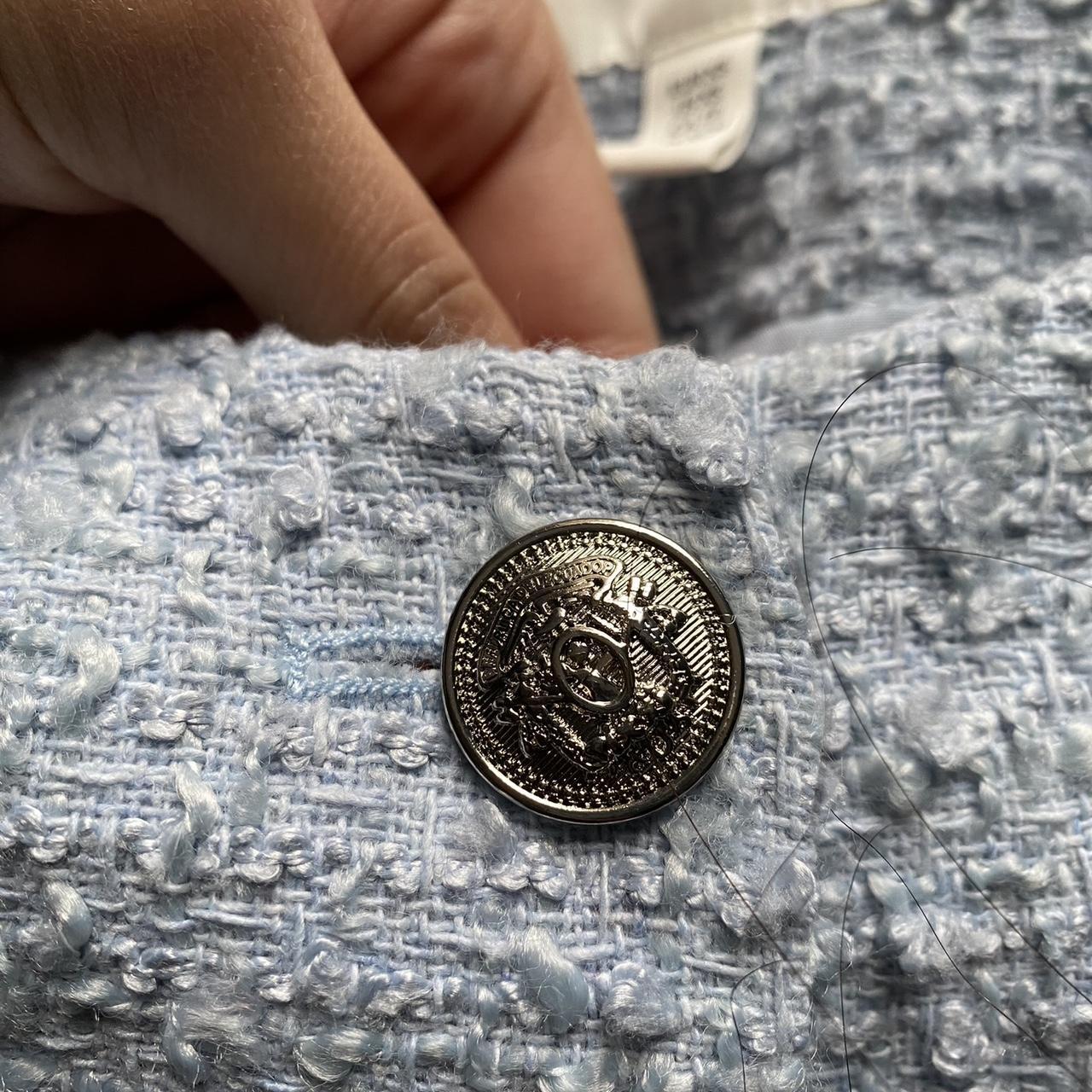 Tweed Baby Blue Cropped Blazer Jacket 🌀 🌐 worn... | Depop