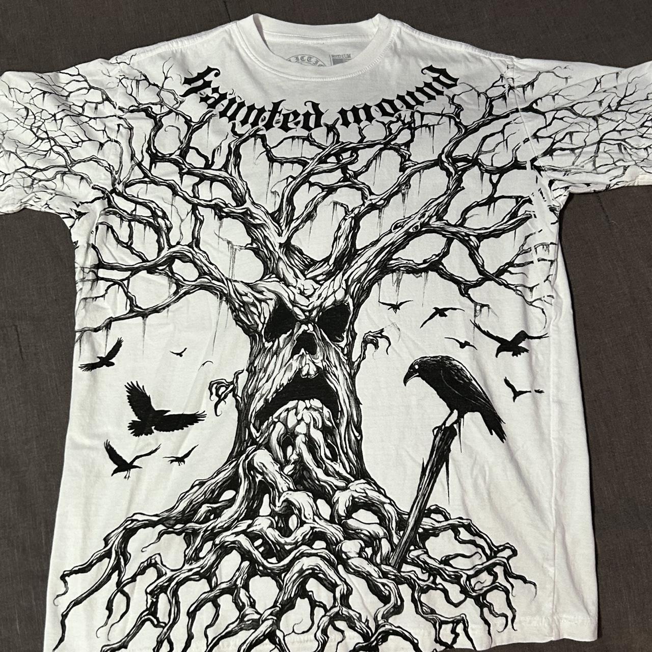 white harold affliction x haunted mound shirt size m... | Depop