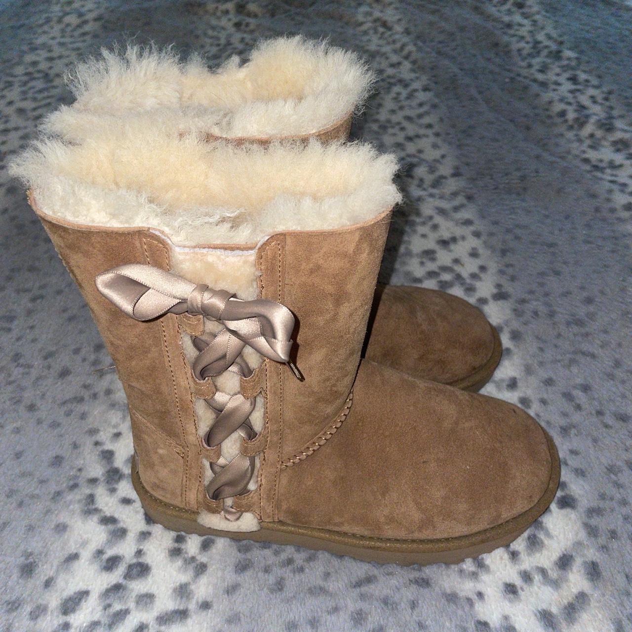 UGG BOOTS WITH RIBBON TIE ON THE SIDE! 💋🤩 SIZE:... - Depop