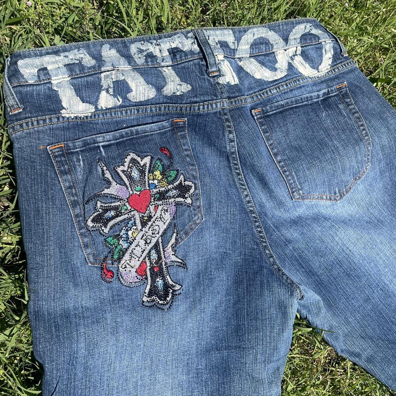 Ed Hardy Women's Blue Jeans | Depop