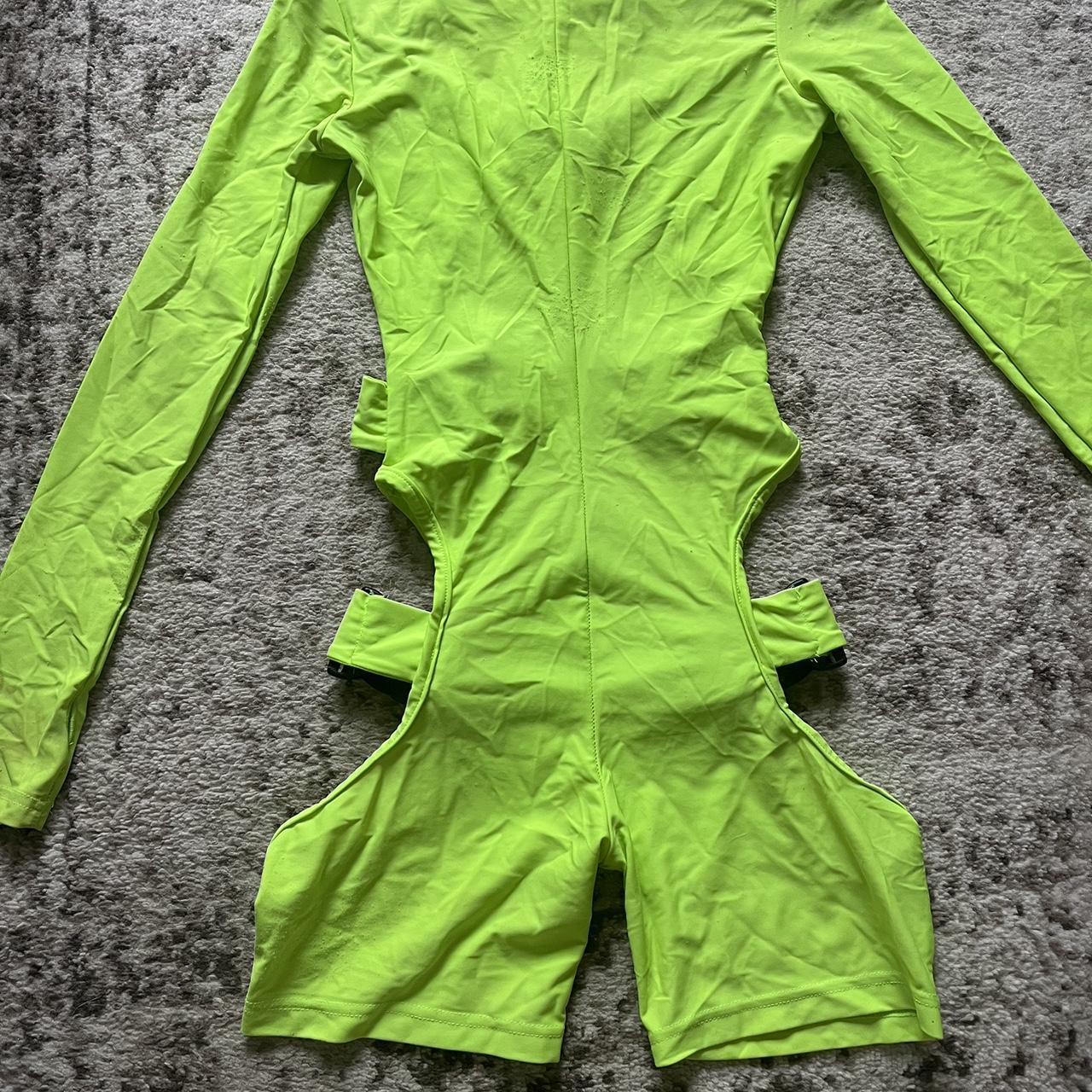neon green rave outfit form fitting size S super... - Depop