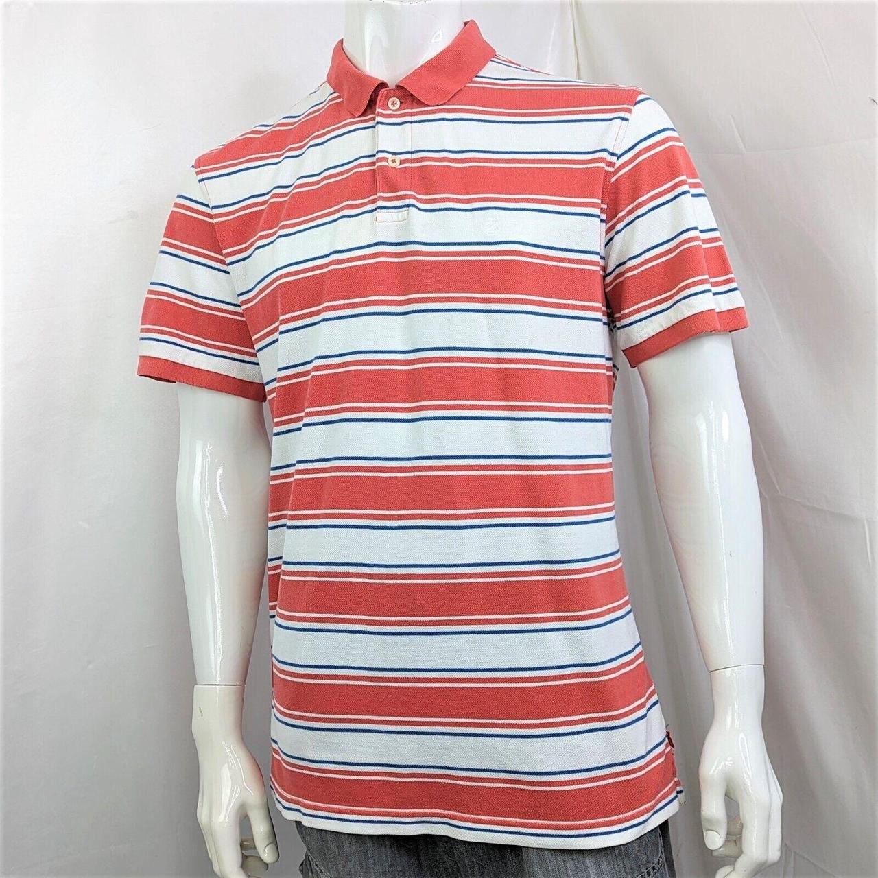 Mens Izod Polo Shirt Short Sleeve Striped Orange... - Depop