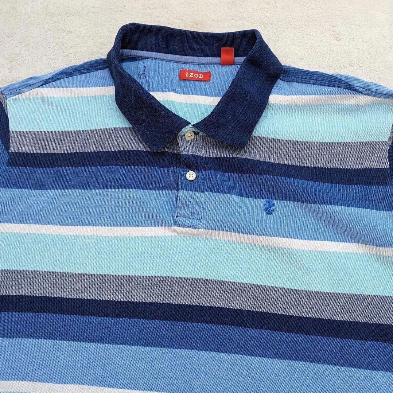 Mens Izod Polo Shirt Regular Fit Blue Striped 100%... - Depop