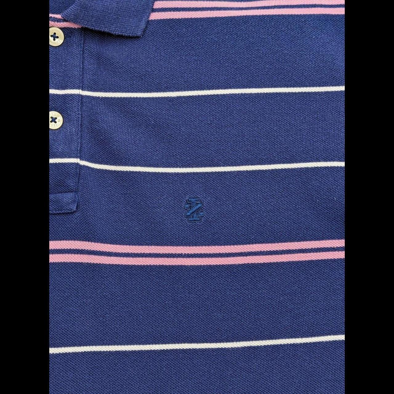 Mens Izod Polo Shirt Short Sleeve Striped Blue Pink... - Depop