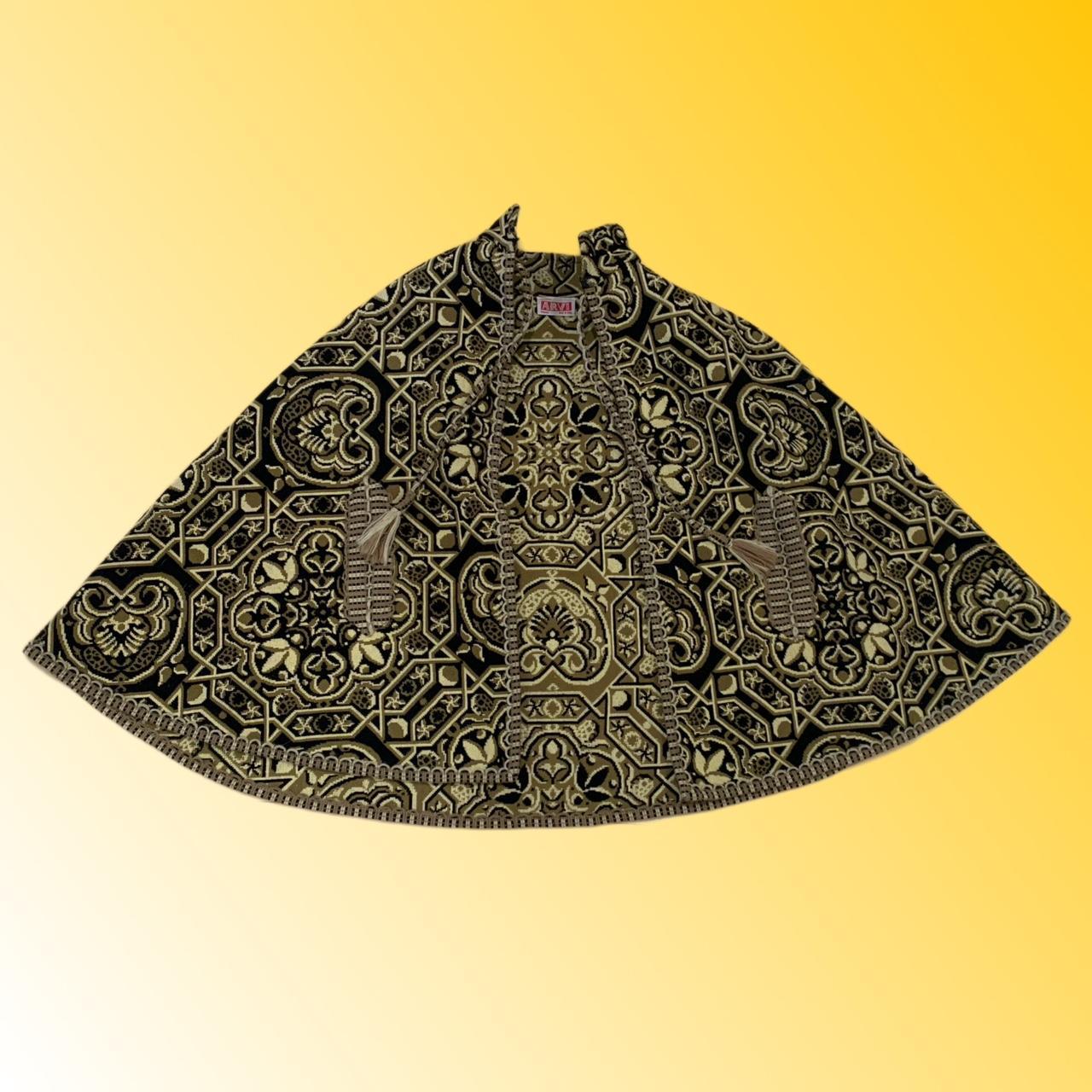 Ornate gold and black Vintage Spanish tapestry cloak... - Depop
