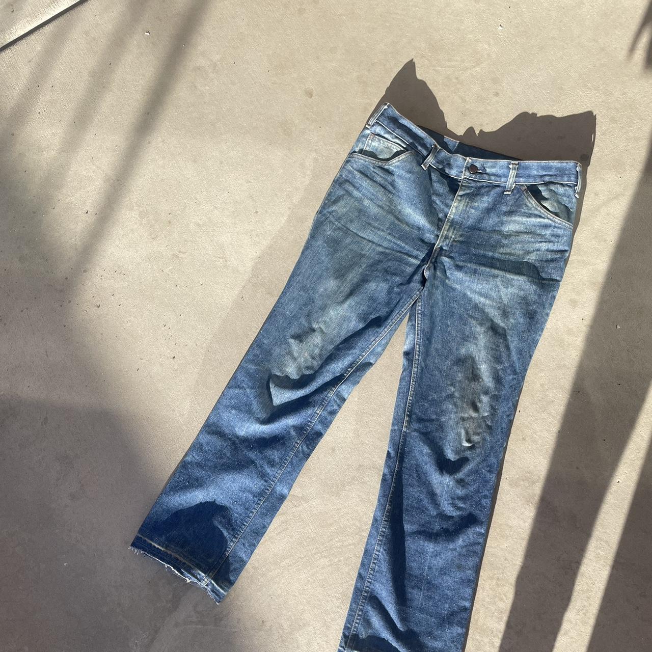 Vintage acid washed blue denims fit like... | Depop