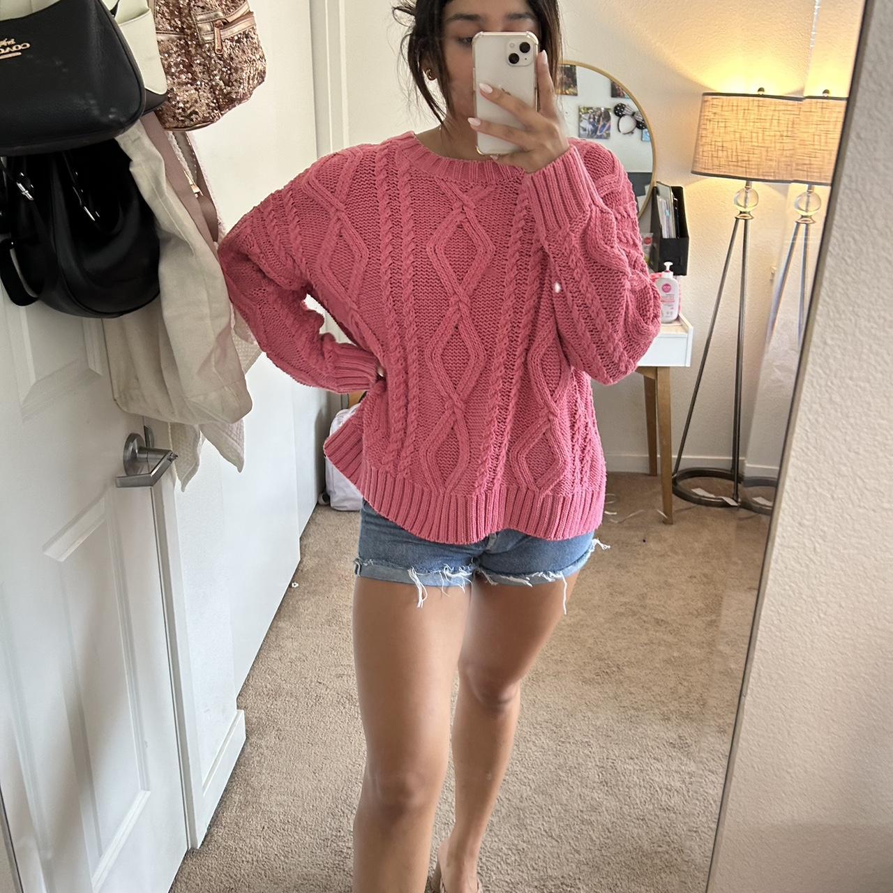 Hot Pink Princess Polly Oversized Knitted Sweater :... - Depop