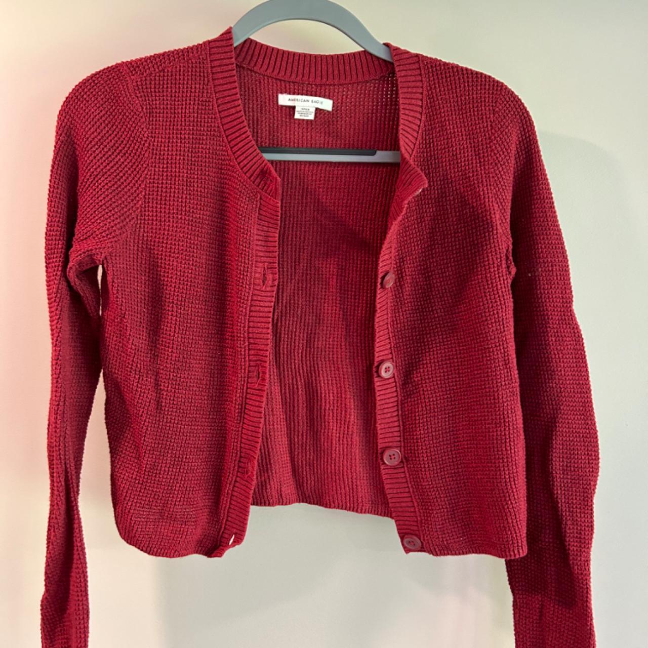 red button-up cardigan ⭑ regular fit (not... - Depop