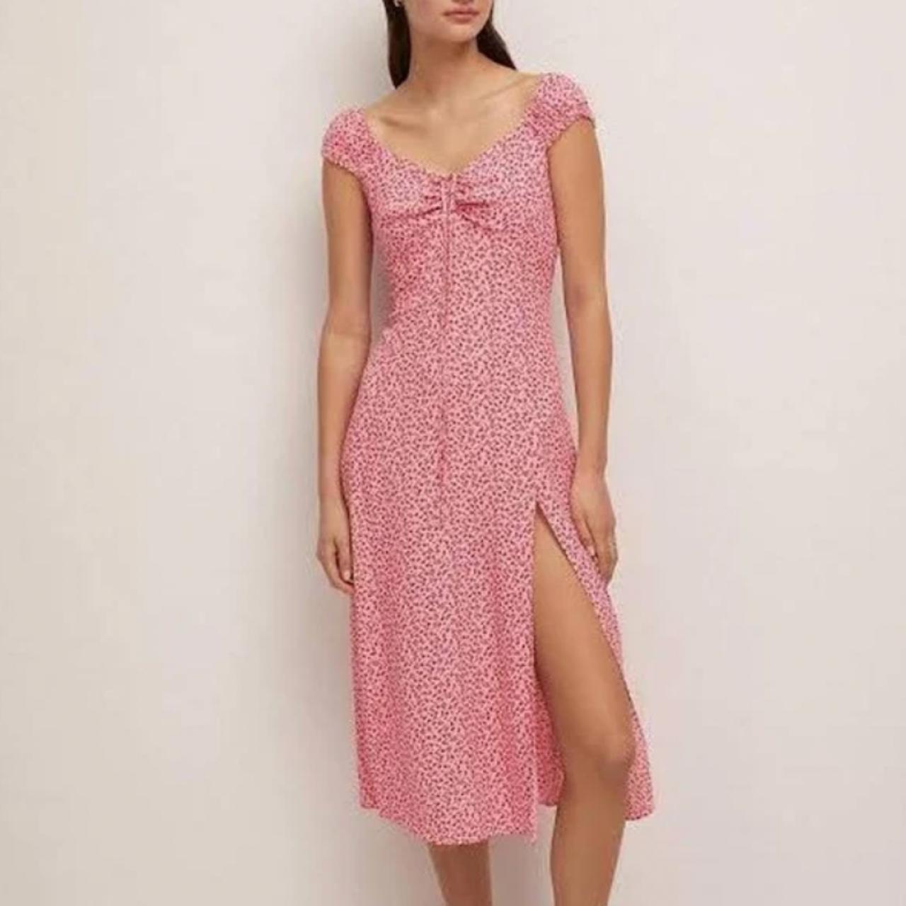 FOREVER NEW PINK AND RED FORAL MIDI WORN TWICE ... - Depop