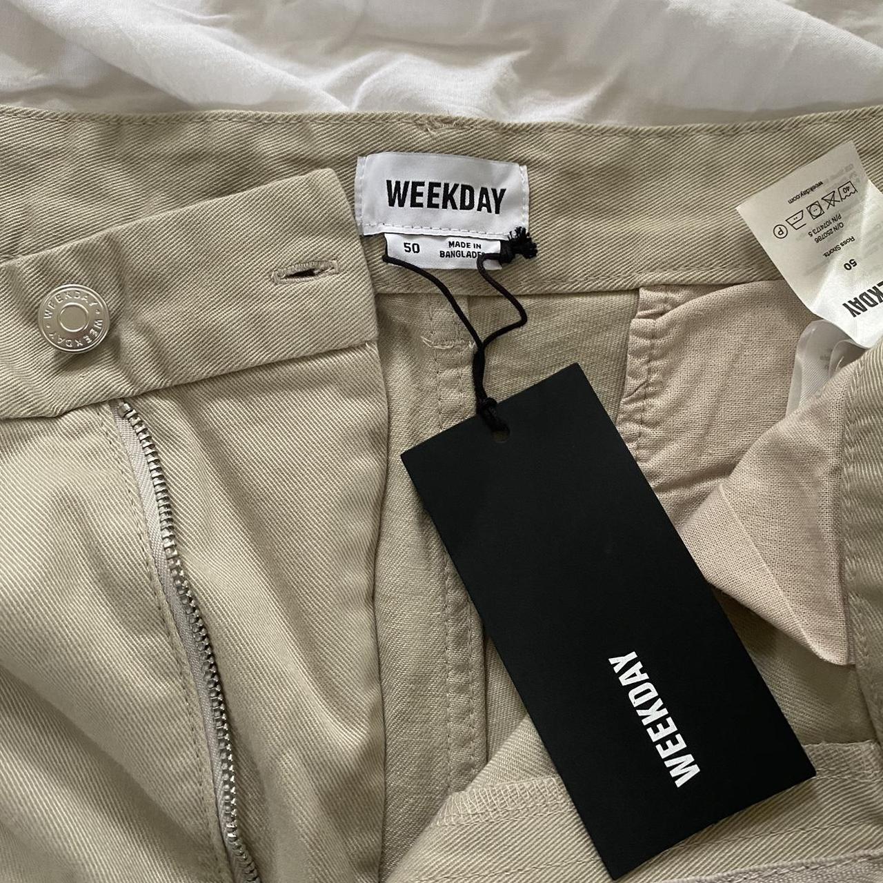 Weekday Ross Shorts Khaki/Beige Size 50 fits 33... - Depop