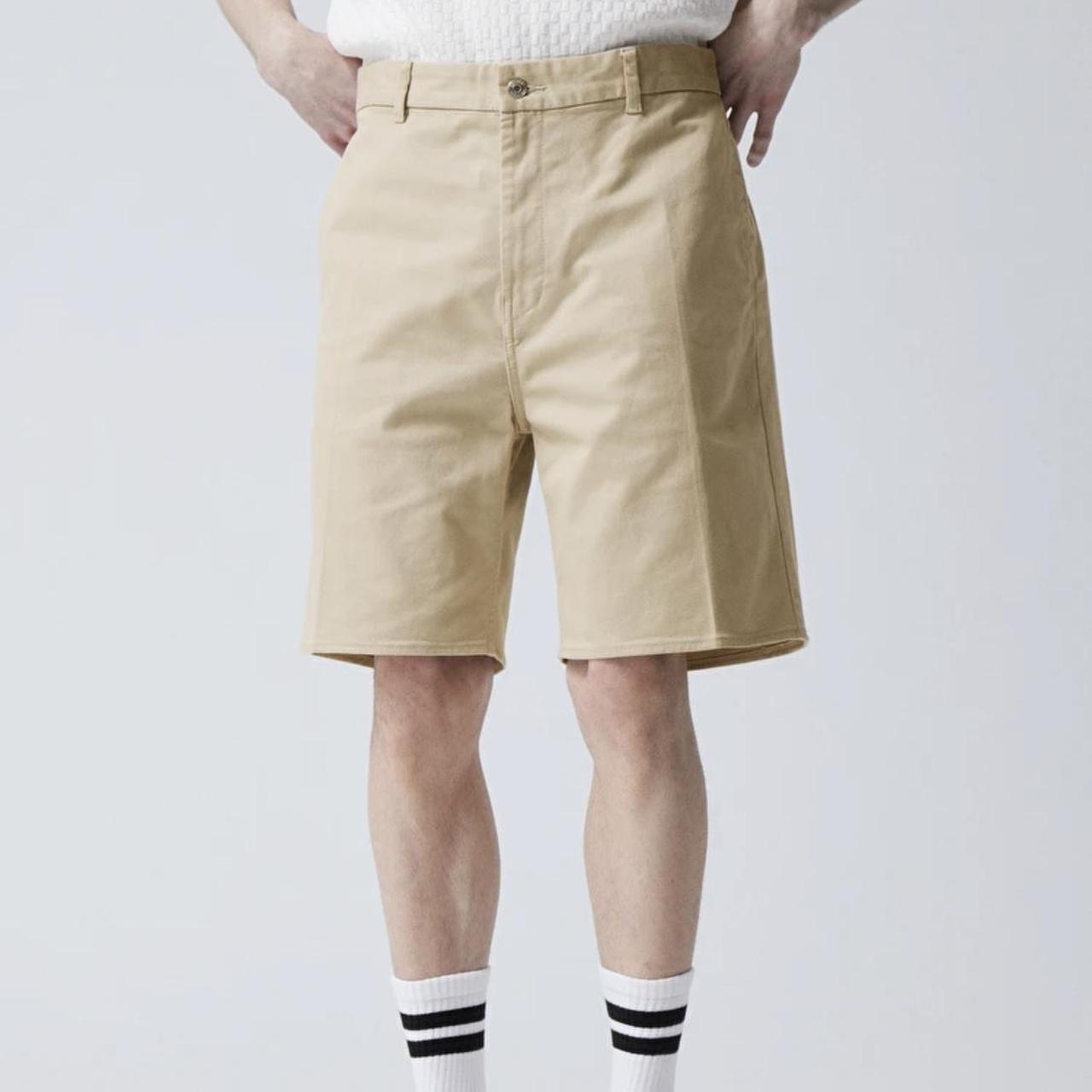 Weekday Ross Shorts Khaki/Beige Size 50 fits 33... - Depop