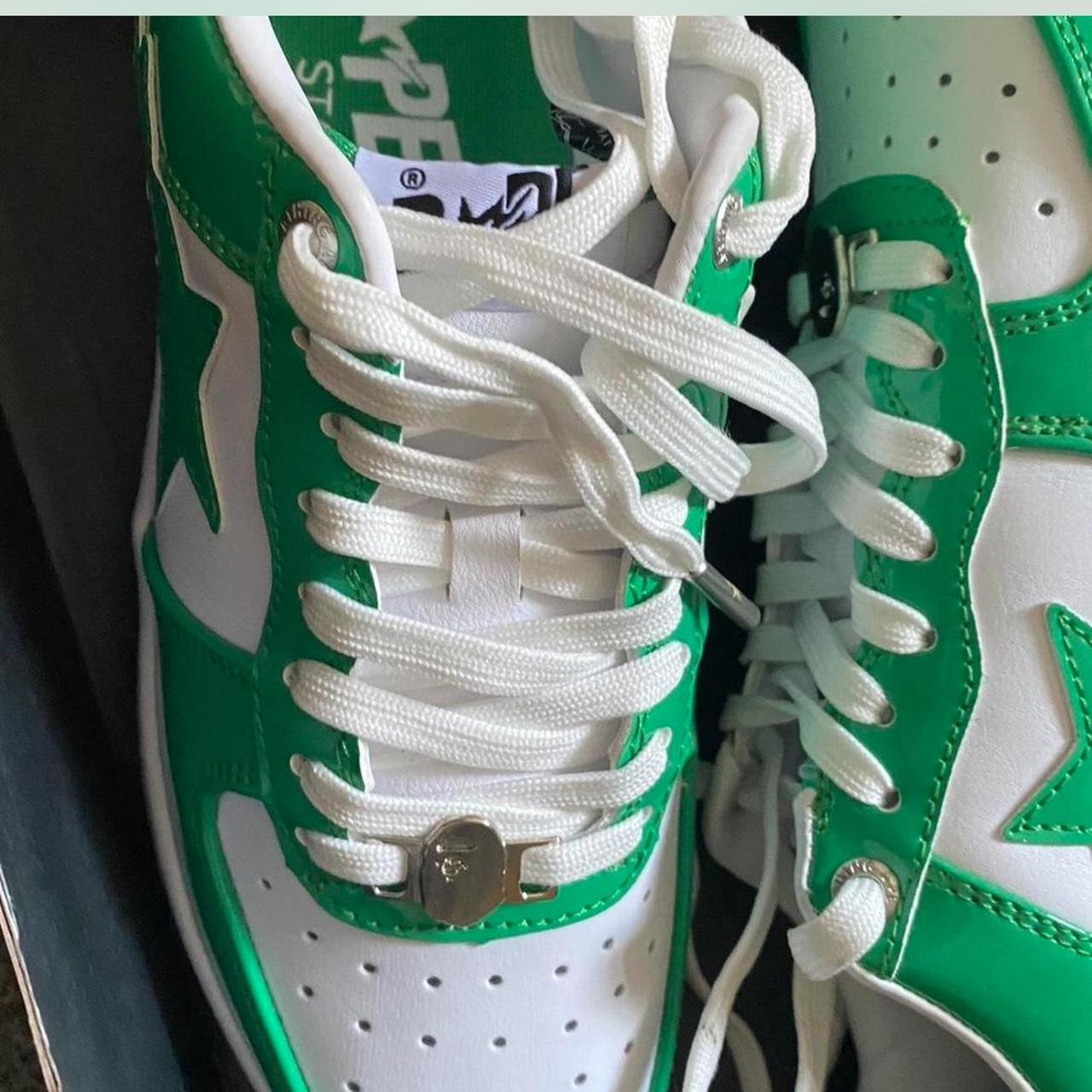 Green and white BAPE Star sneakers #BAPE #Stars... | Depop