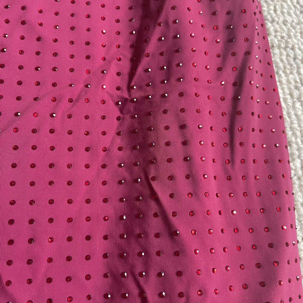 Maroon/red white fox bejewelled mini dress Party... - Depop