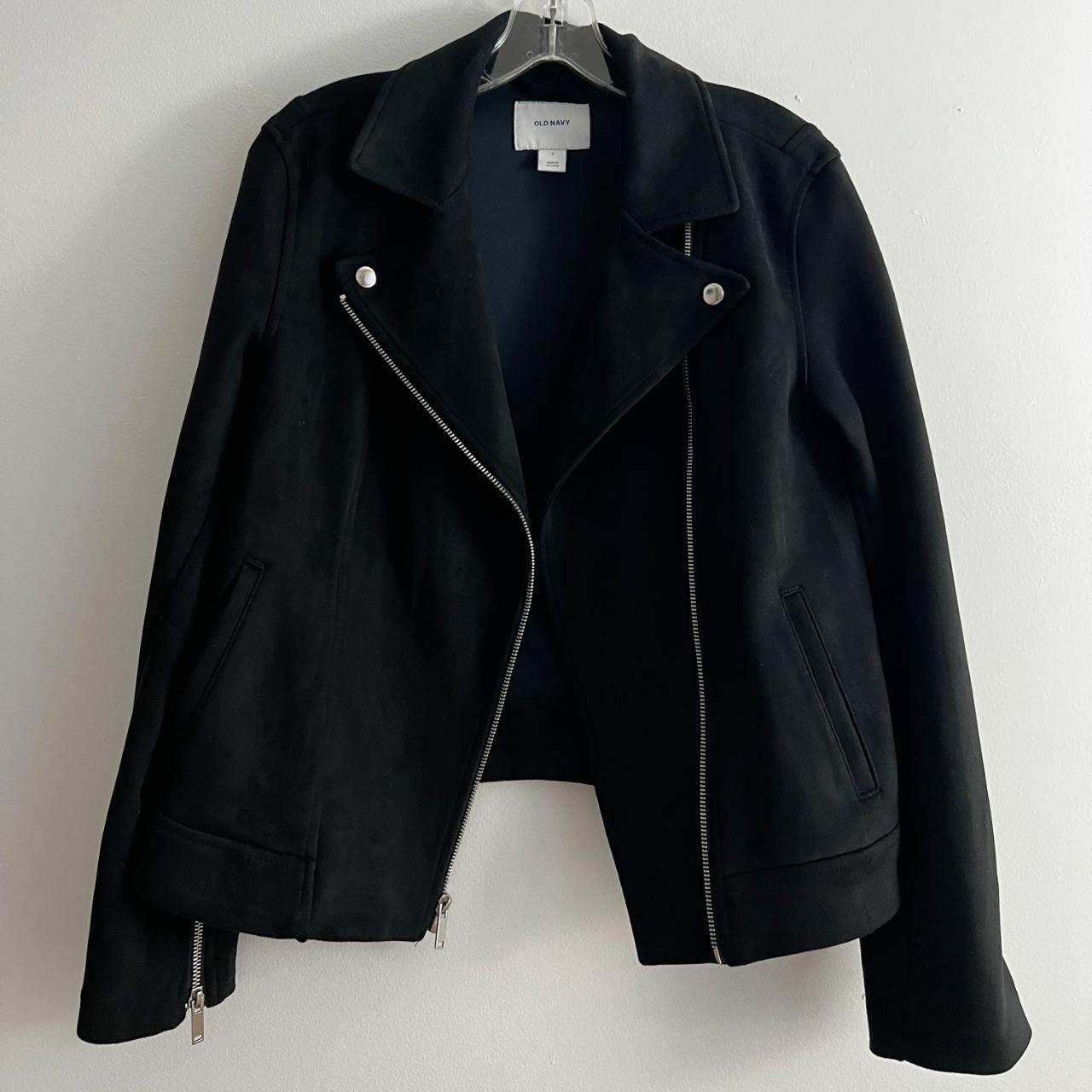 Old Navy Black Faux Suede Moto Jacket! Super comfy.... - Depop