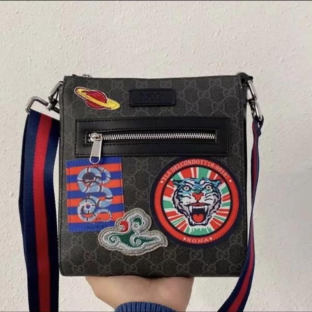 gucci mens bag lion badge shipping will take 2-3... - Depop