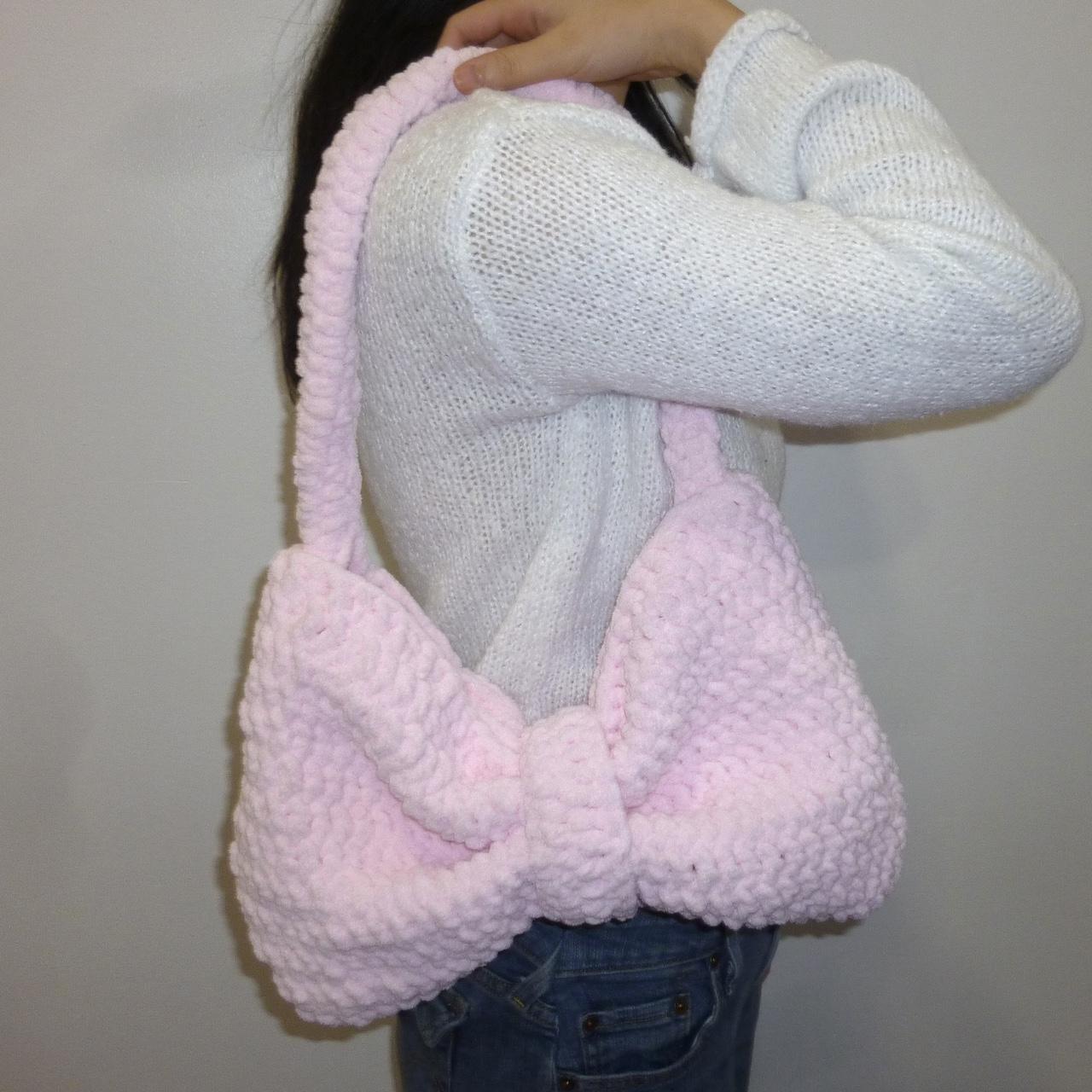 Hand-made crochet pink bow bag 🩷 - DM for any... - Depop