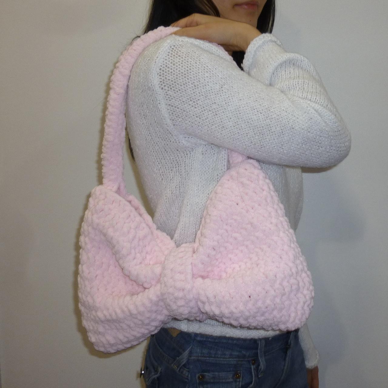 Hand-made crochet pink bow bag 🩷 - DM for any... - Depop