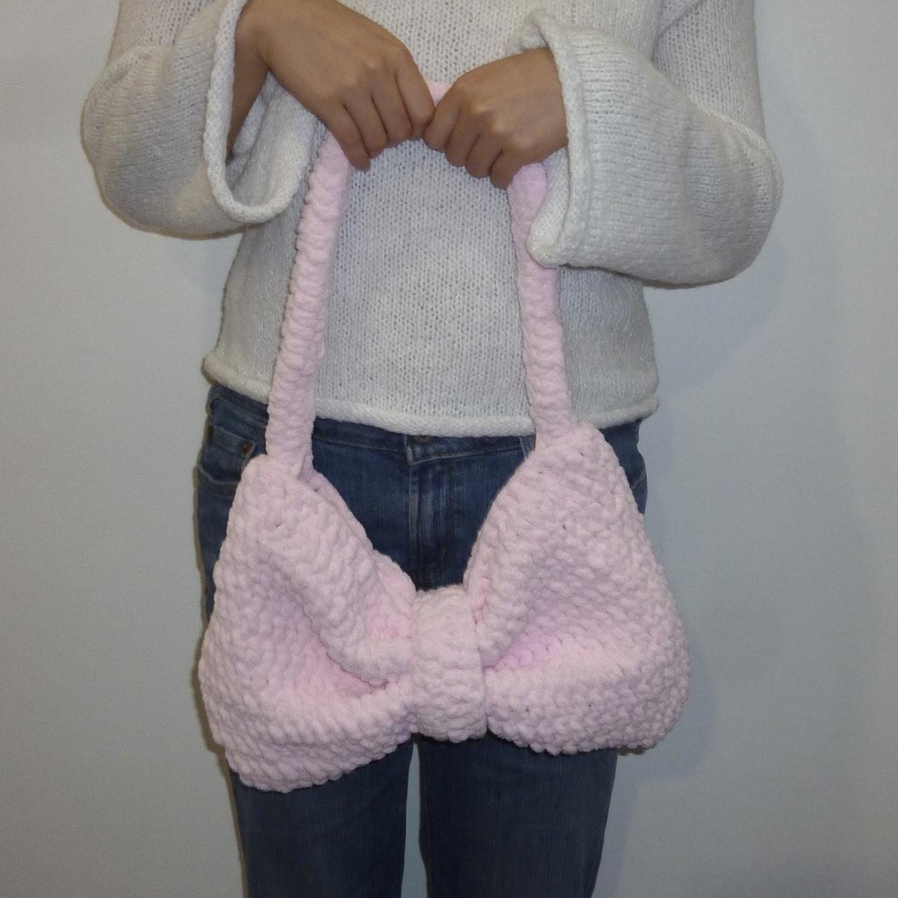 Hand-made crochet pink bow bag 🩷 - DM for any... - Depop