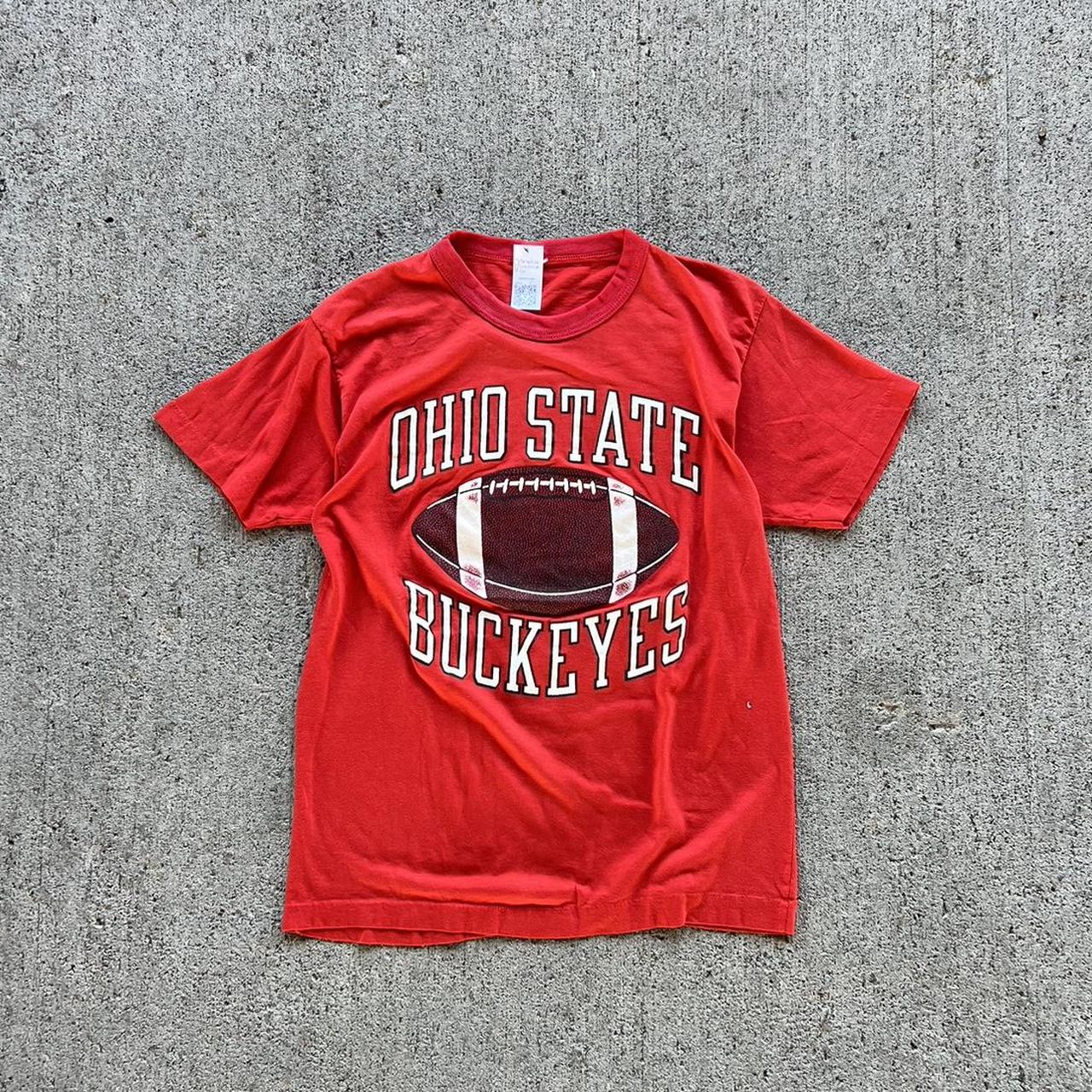 Vintage 80s Ohio state buckeyes football graphic... - Depop