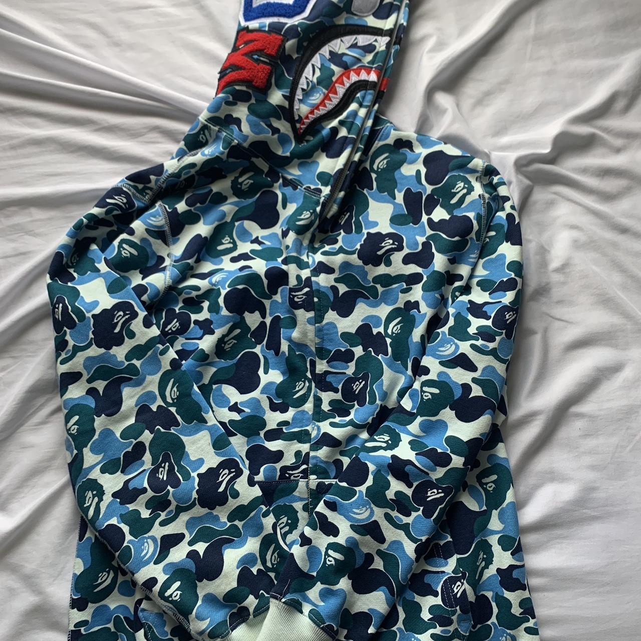 Blue Bape Full Zip Hoodie Worn only twice Excellent... - Depop