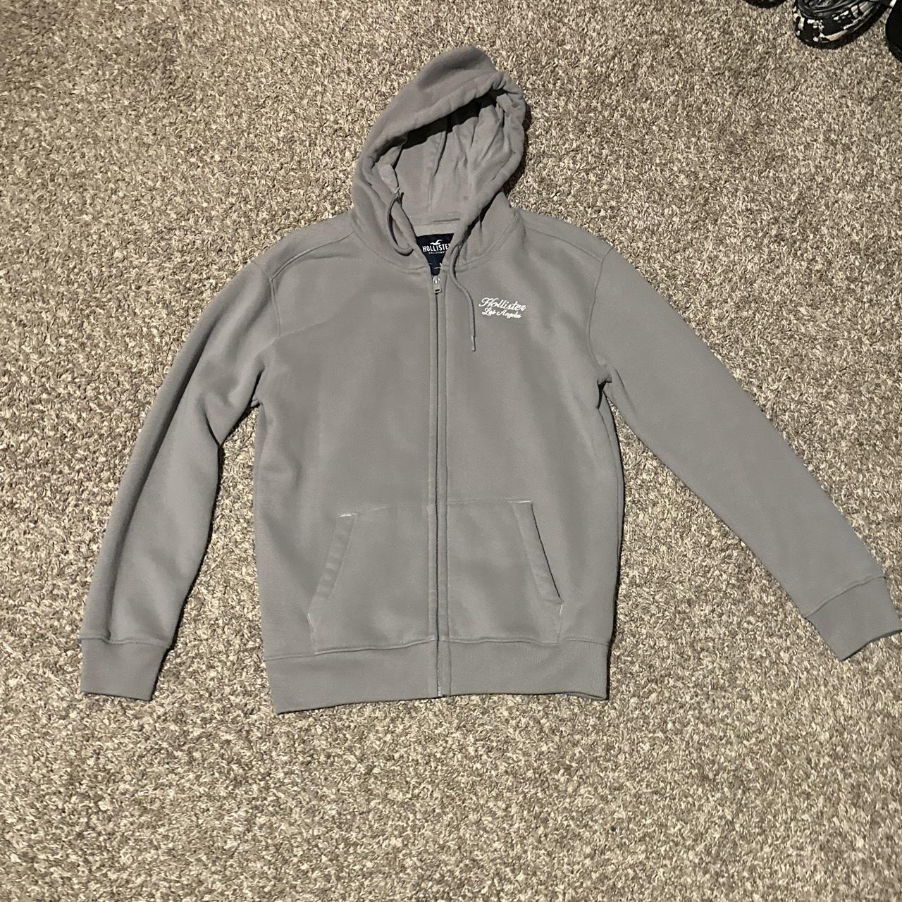 Hollister small gray zip up hoodie - Depop