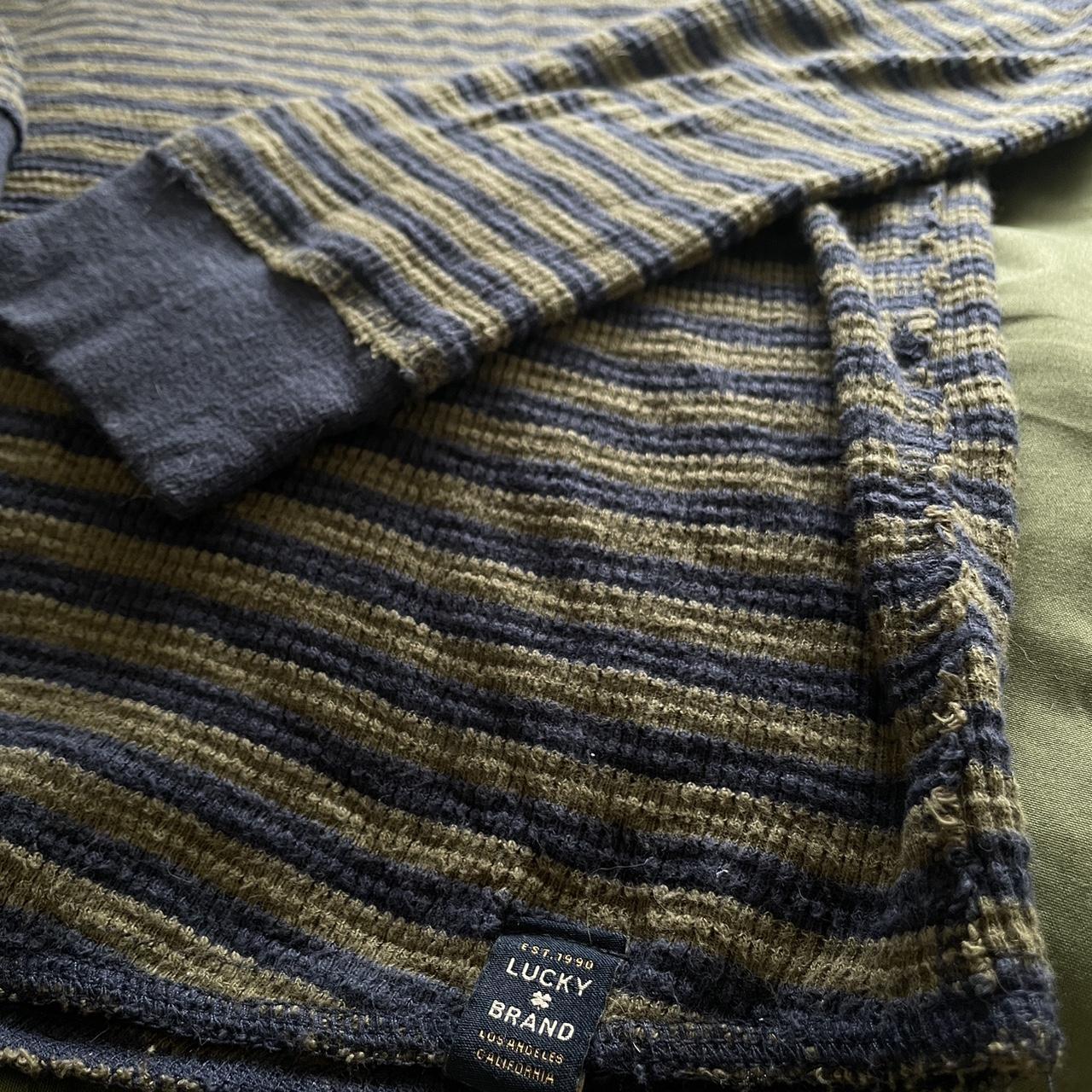 Lucky brand long sleeve ribbed olive green and navy... - Depop