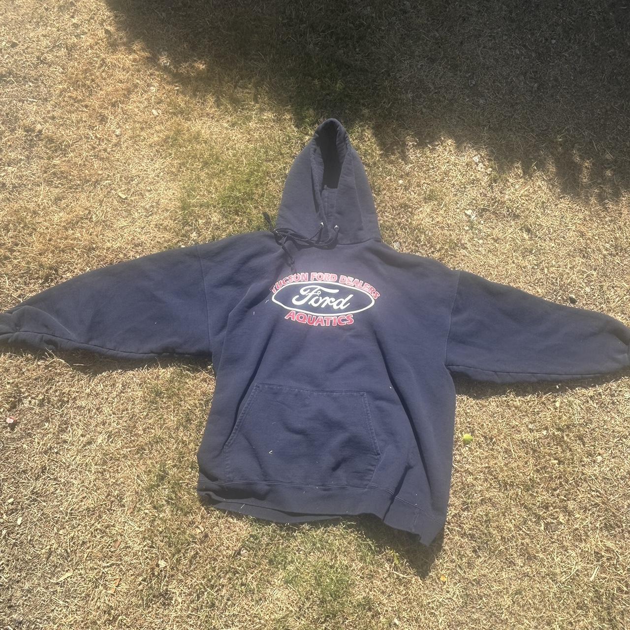 FORD heavyweight Hoodie Sz: XL Navy Blue - Depop