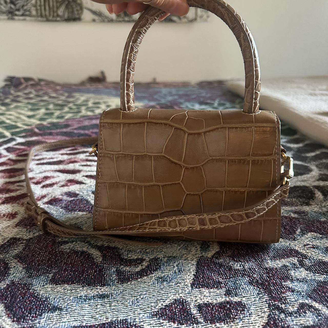 By Far Croc Embossed Mini Bag in Taupe Barely used,... - Depop