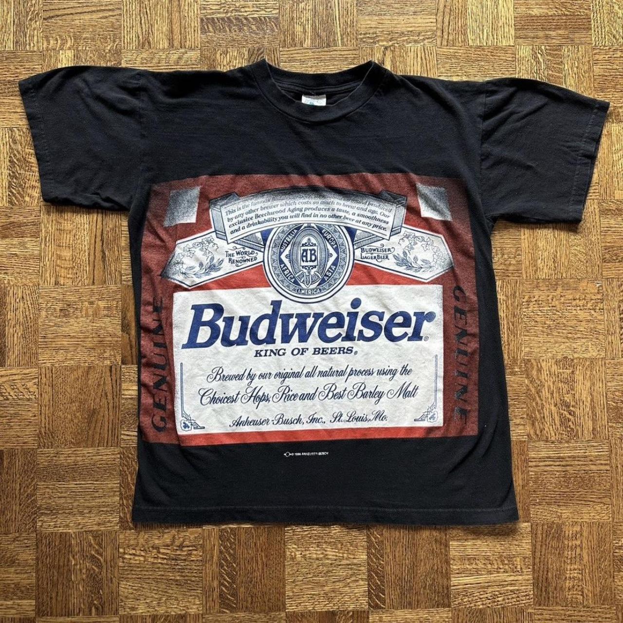 1996 Budweiser Beer Big Can Logo Graphic Tee Chest:... | Depop