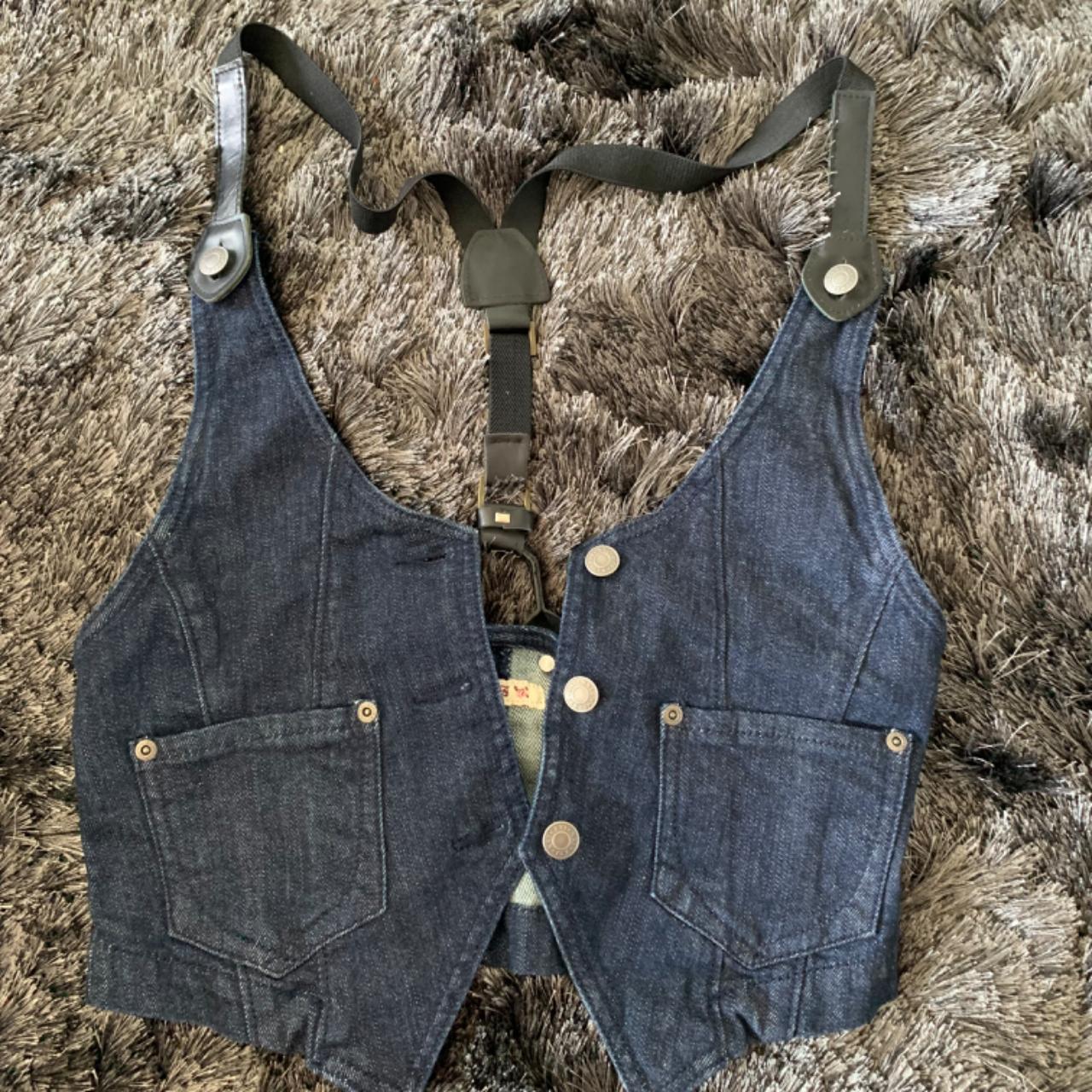 XX3 Jean crop vest. Size Medium. - Depop