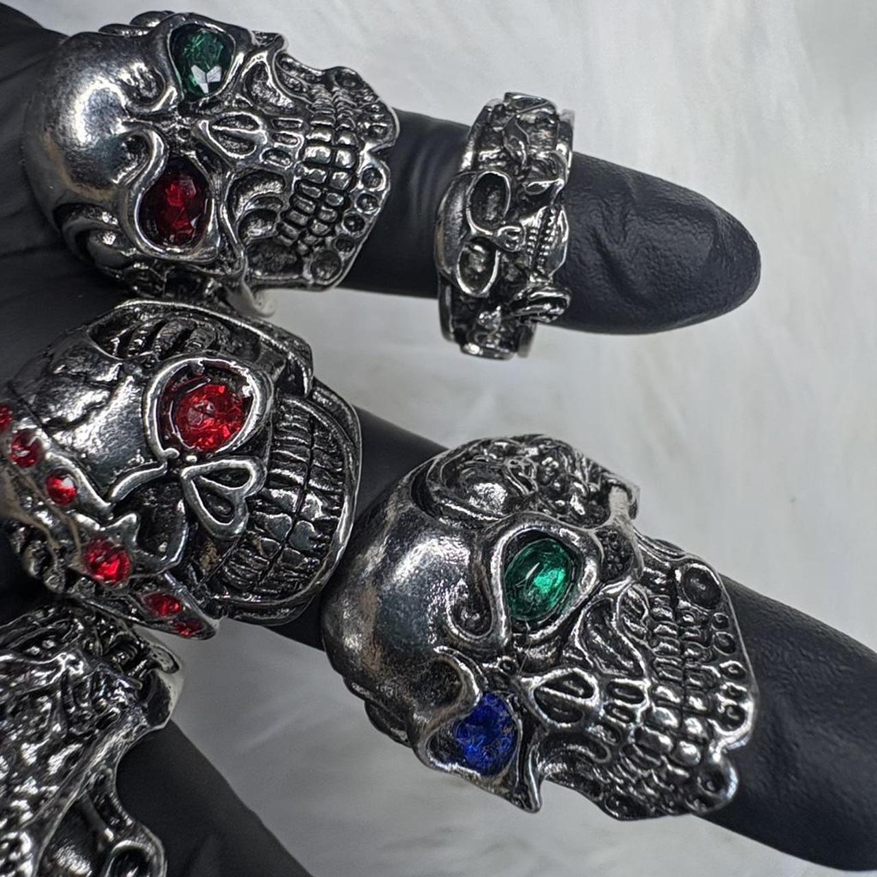 🔥 6-Piece Gothic Skull Ring Bundle 🔥 Heavy, detailed... | Depop