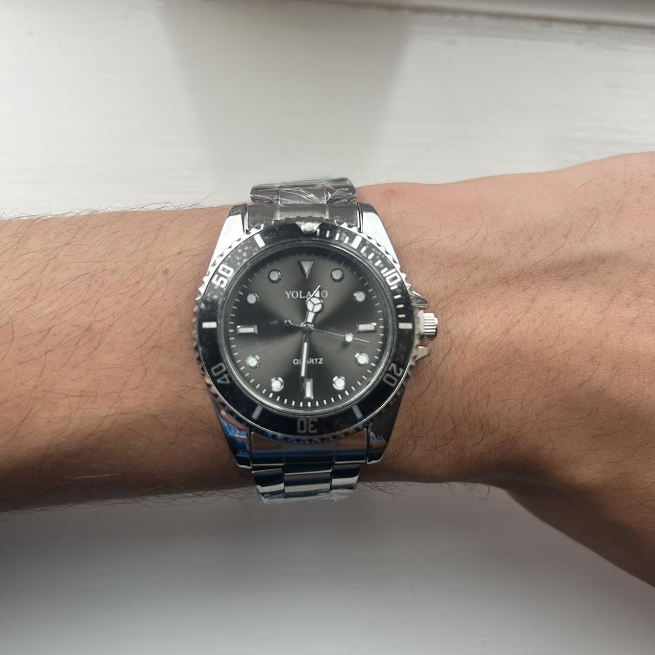 Men’s luxury silver watch -Quartz movement -black... - Depop