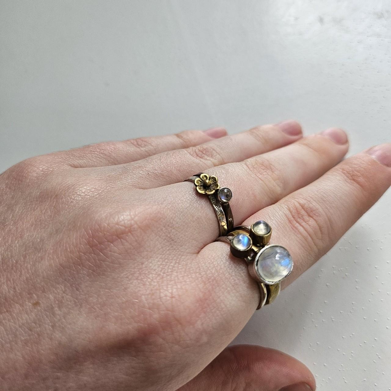 Set of 5 Moonstone stacking rings Sterling silver... | Depop