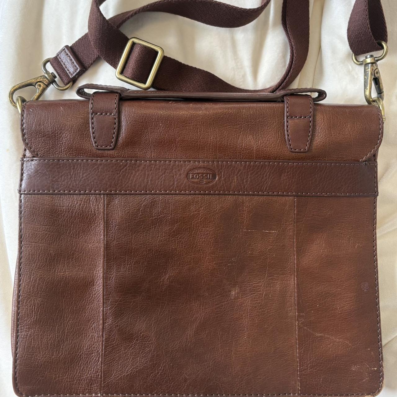 Fossil Estate Messenger Briefcase cognac, new with... | Depop