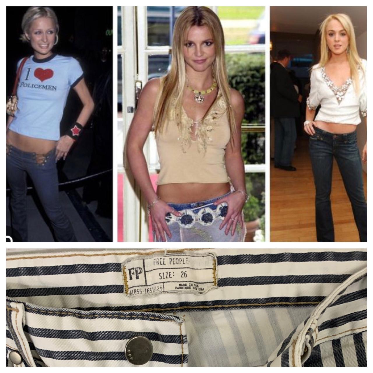 Free People Conductor Stripe low rise skinny pant... - Depop